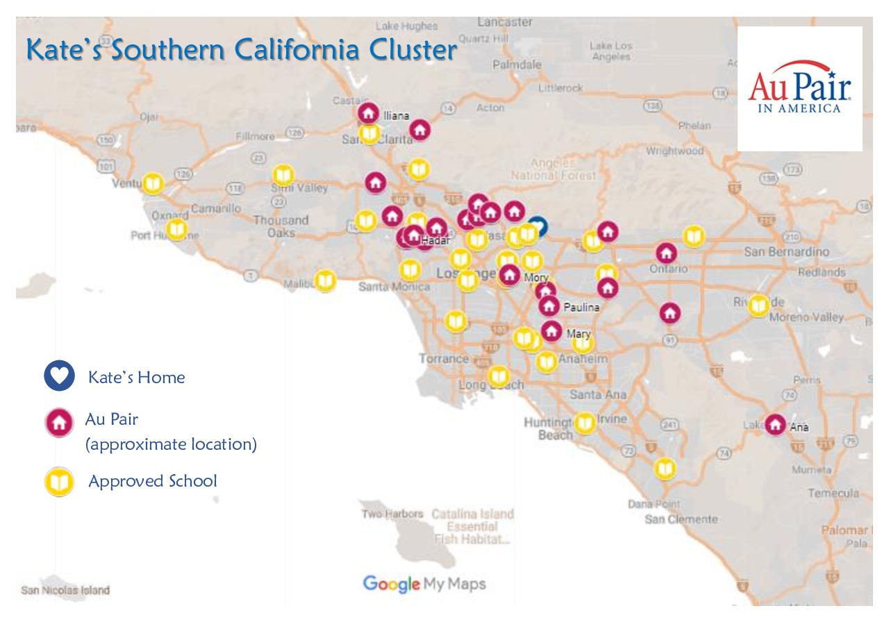 cluster map - Kate's Au Pair in America Blog (LAA Cluster)